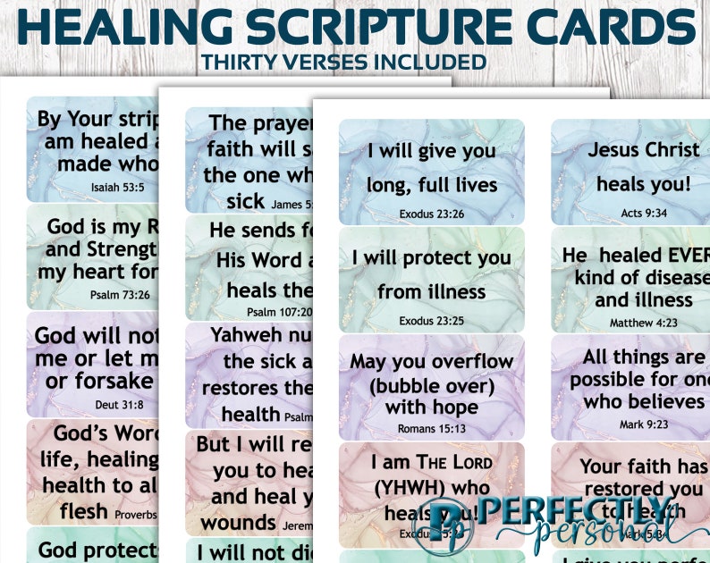 PRINTABLE Healing Scripture Verse Cards Healing Bible Verse Promises ...
