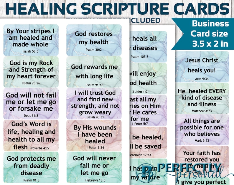 PRINTABLE Healing Scripture Verse Cards Healing Bible Verse Promises ...