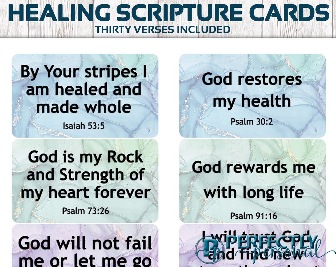 PRINTABLE Healing Scripture Verse Cards Healing Bible Verse Promises ...