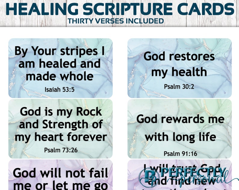 PRINTABLE Healing Scripture Verse Cards Healing Bible Verse Promises ...