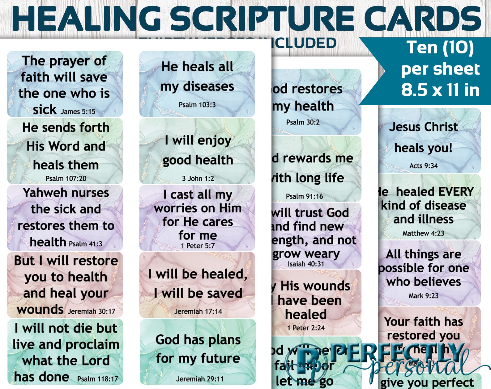 PRINTABLE Healing Scripture Verse Cards Healing Bible Verse Promises ...