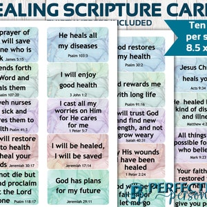 PRINTABLE Healing Scripture Verse Cards Healing Bible Verse Promises ...
