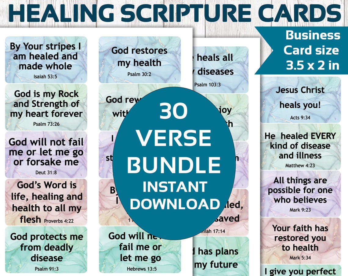 PRINTABLE Healing Scripture Verse Cards Healing Bible Verse Promises ...