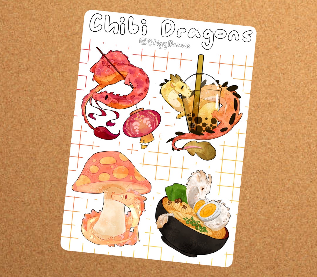 Chibi Dragons Sticker Sheet - Etsy