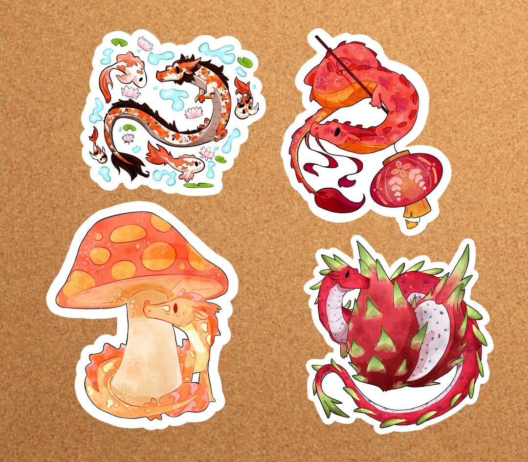BUY 1 GET 1 FREE Chibi Dragon Stickers (glossy) - Etsy