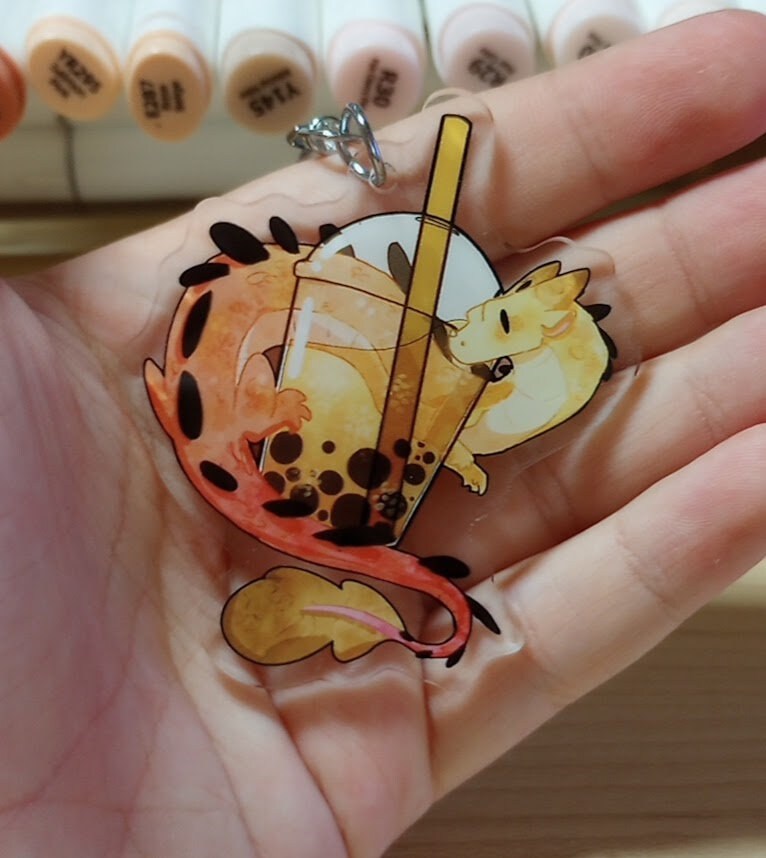 Boba Dragon Acrylic Keychain - Etsy