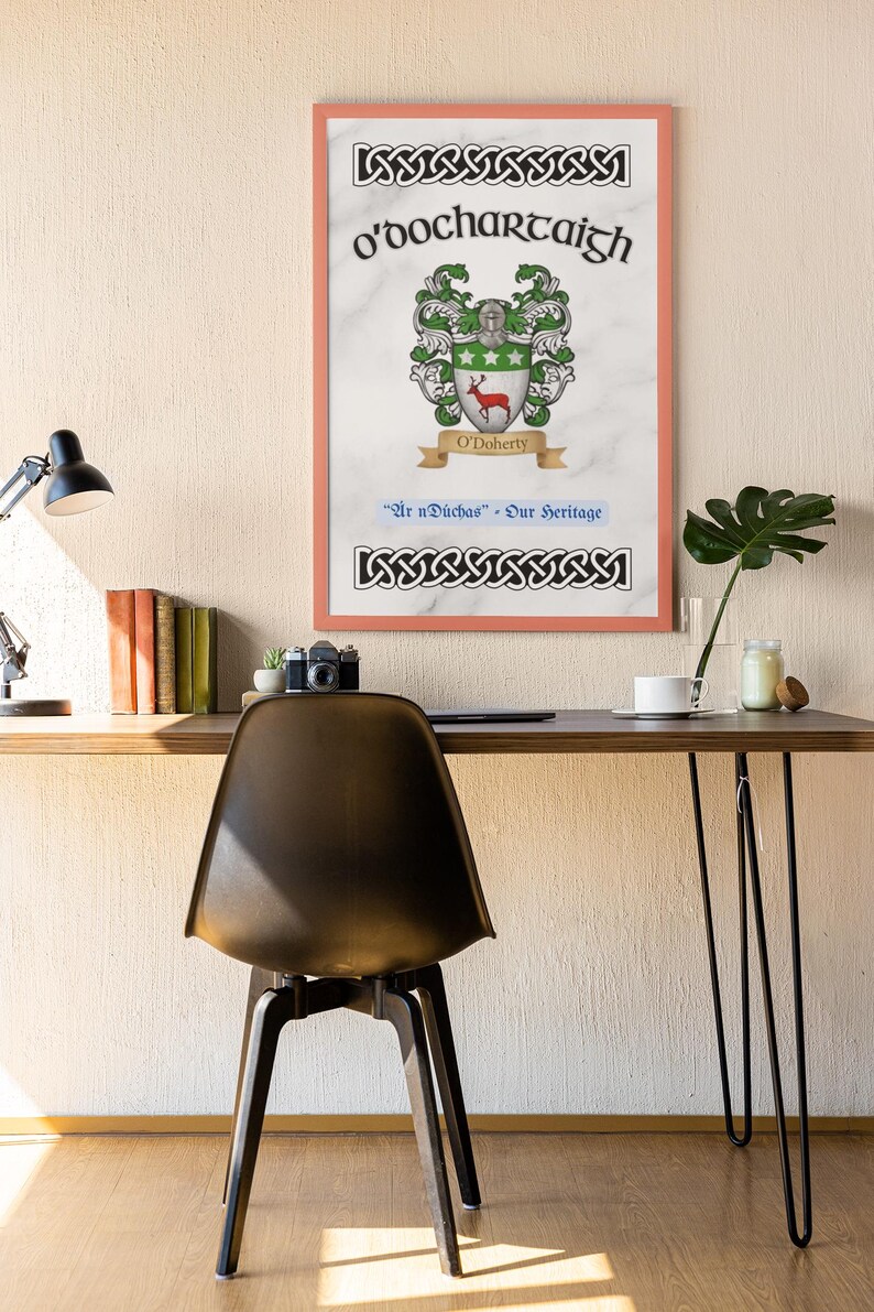 O Doherty Family Crest and Motto Printable Wall Art – O Dochartaigh ...