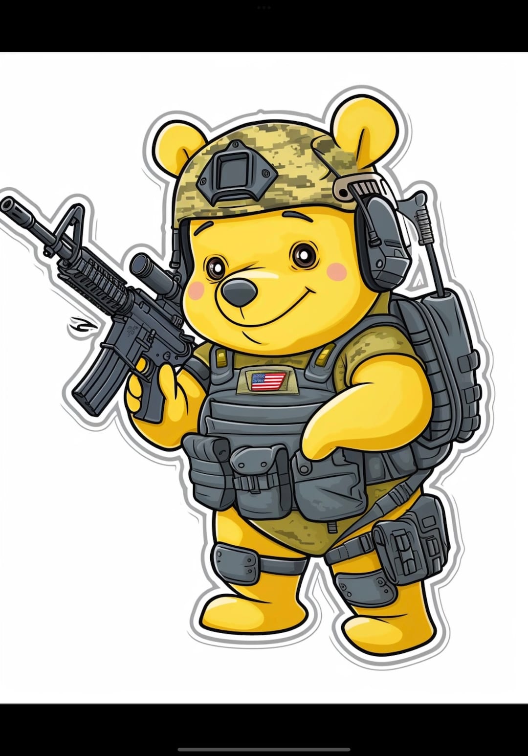 Winnie the Pooh Army Gear Art Sticker - Etsy