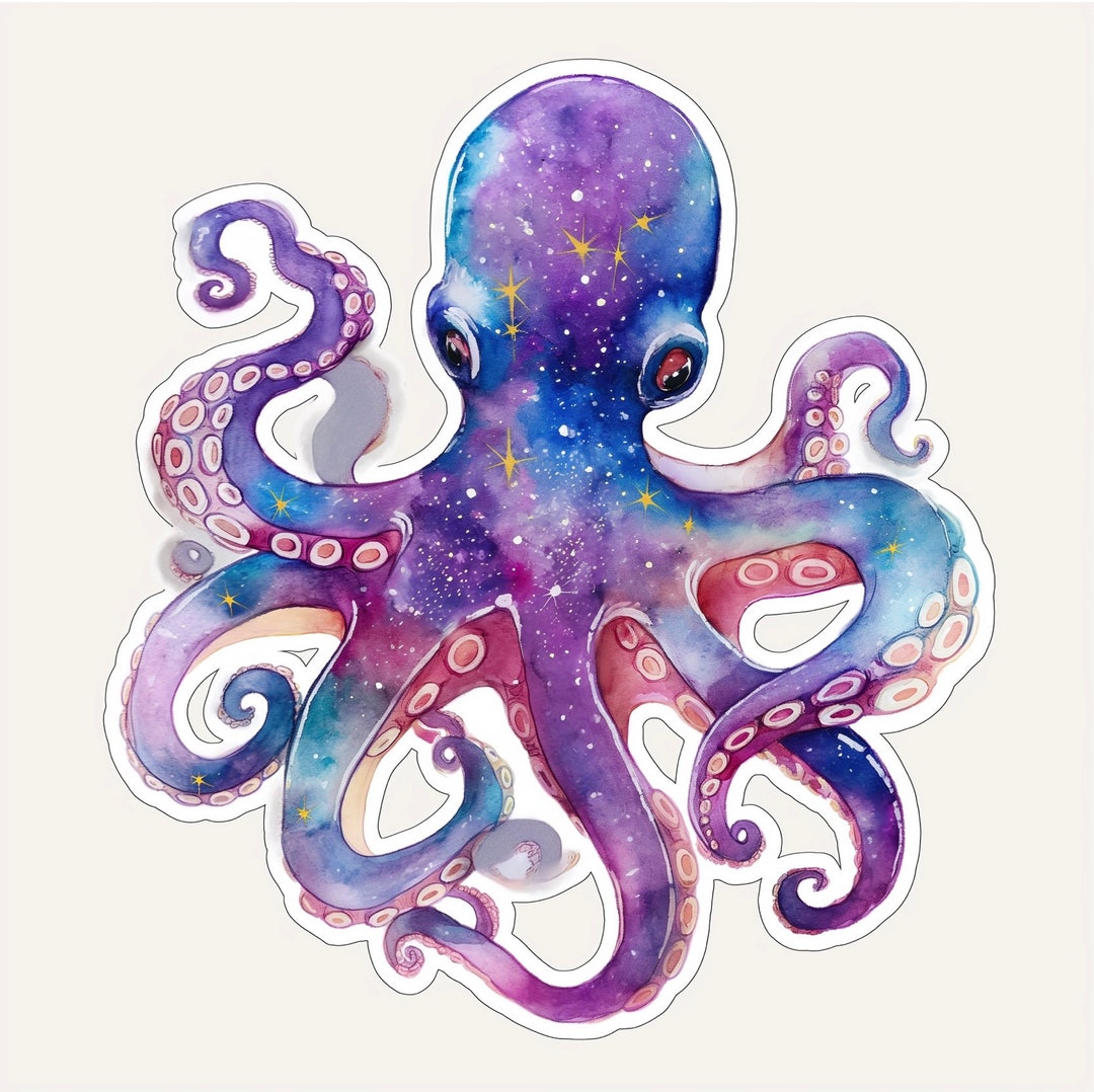 Watercolor Octopus Sticker - Etsy