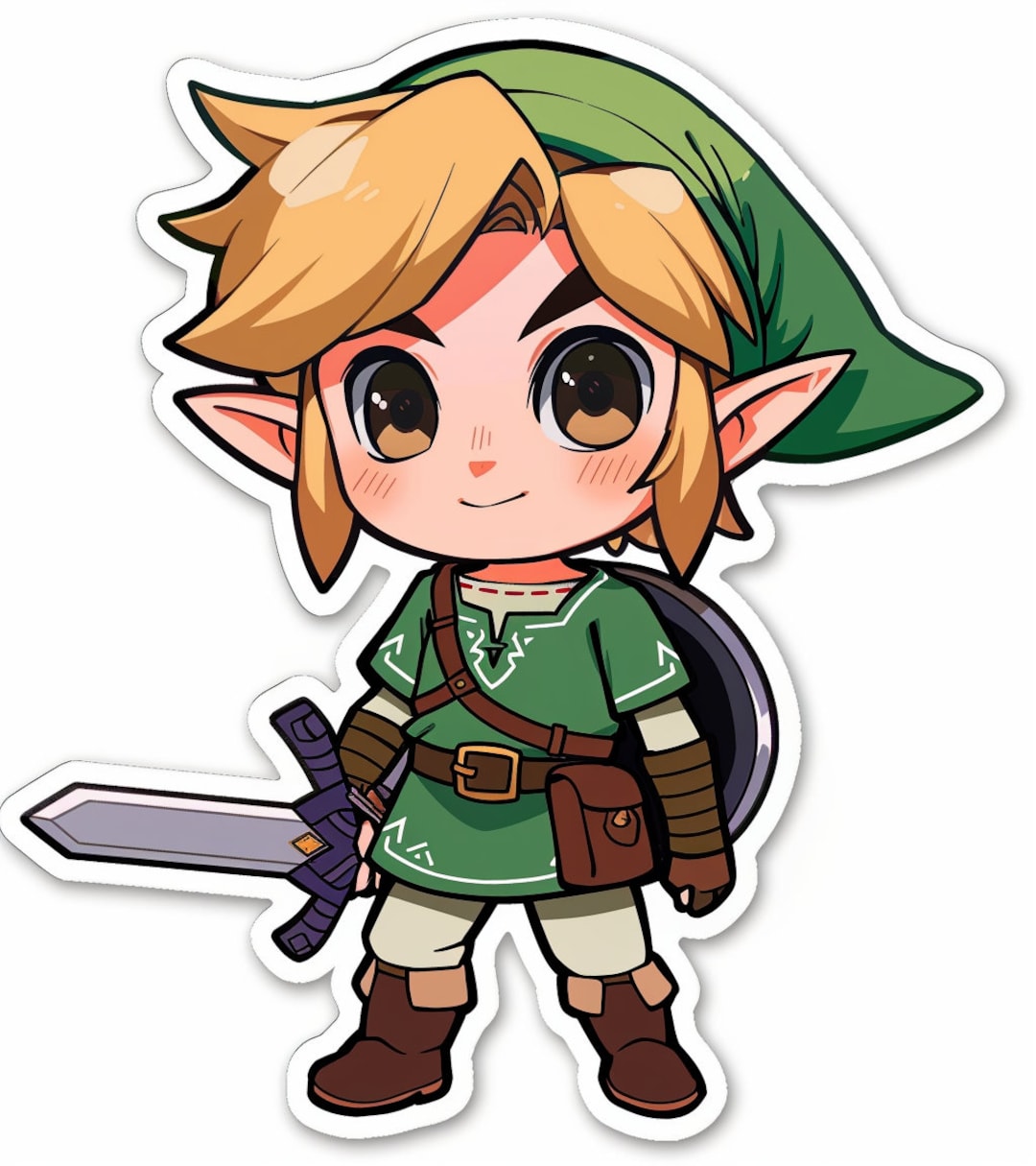 Legend of Zelda, Link With Sword Sticker, Chibi Link, Waterproof - Etsy