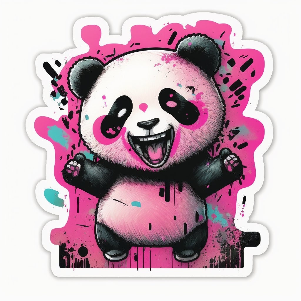 Graffiti Panda Delight: Pink Urban Art Panda Sticker - Etsy