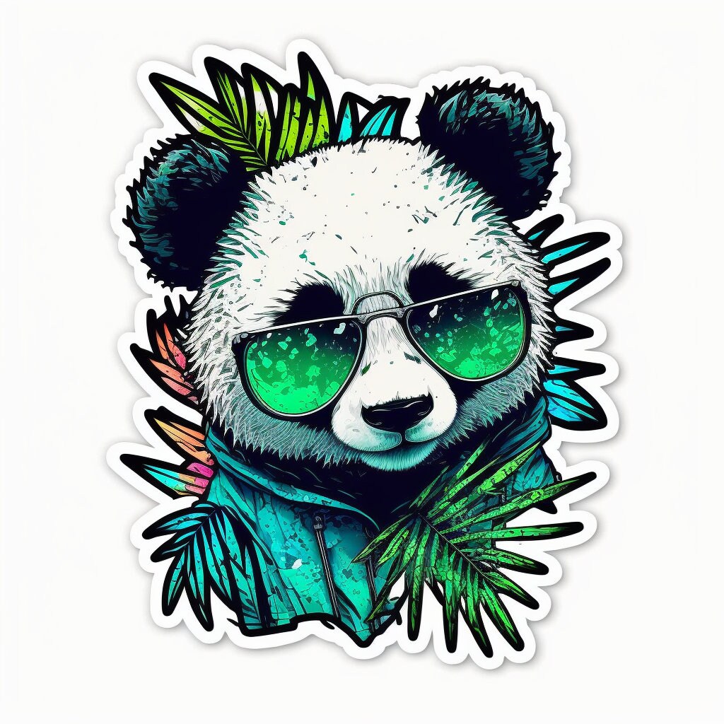 Cool Panda Sunglasses Sticker Summer Panda Sticker - Etsy