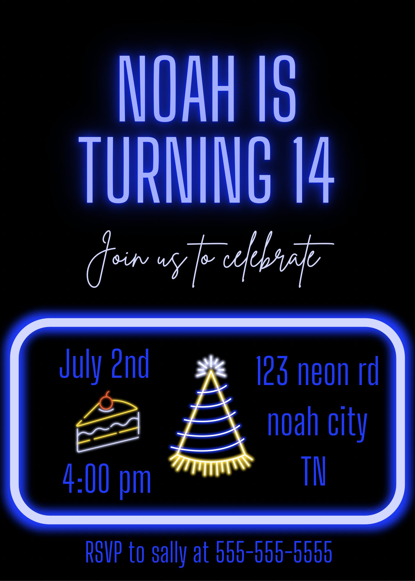 Neon Birthday Invitation Neon Birthday Party Invitation Glow - Etsy