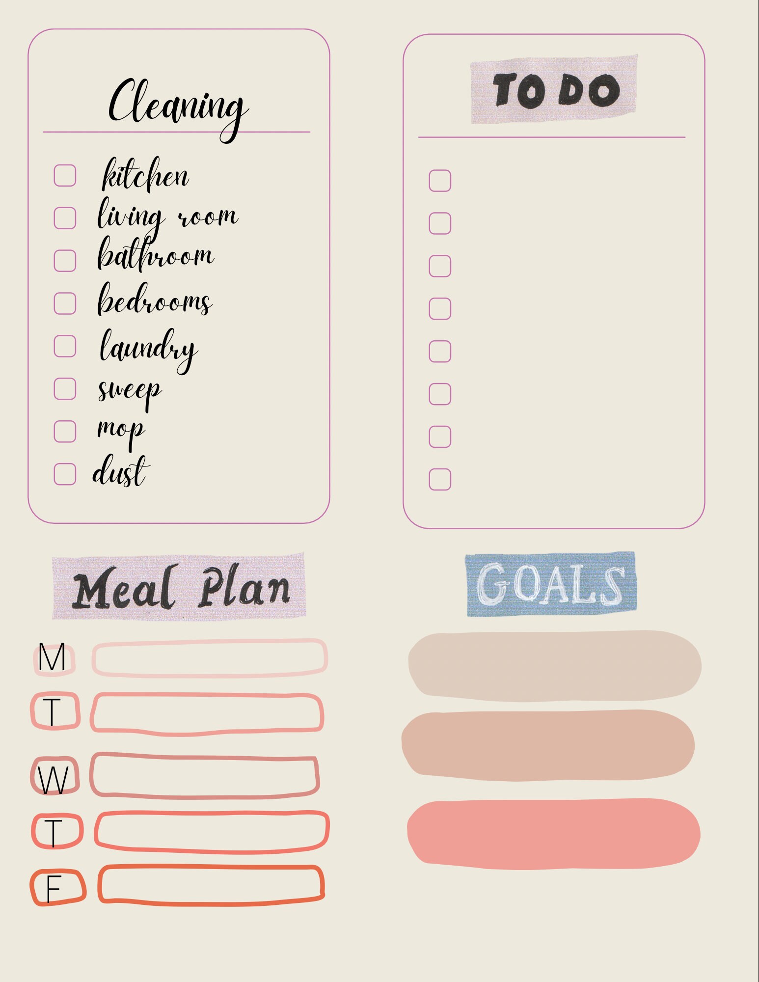 Cleaning Planner Printable Weekly Planner Daily Planner - Etsy