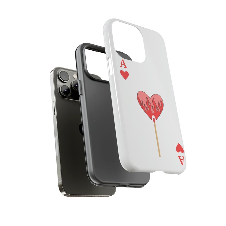 FLAMING Ace of Hearts Playing Card Aesthetic Phone Case Casino Gambling ...