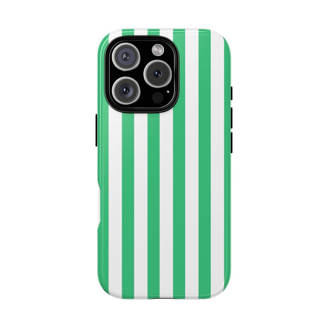 ELLE Green and White Cabana Stripe iPhone Case – Cute, Trendy, Summer ...