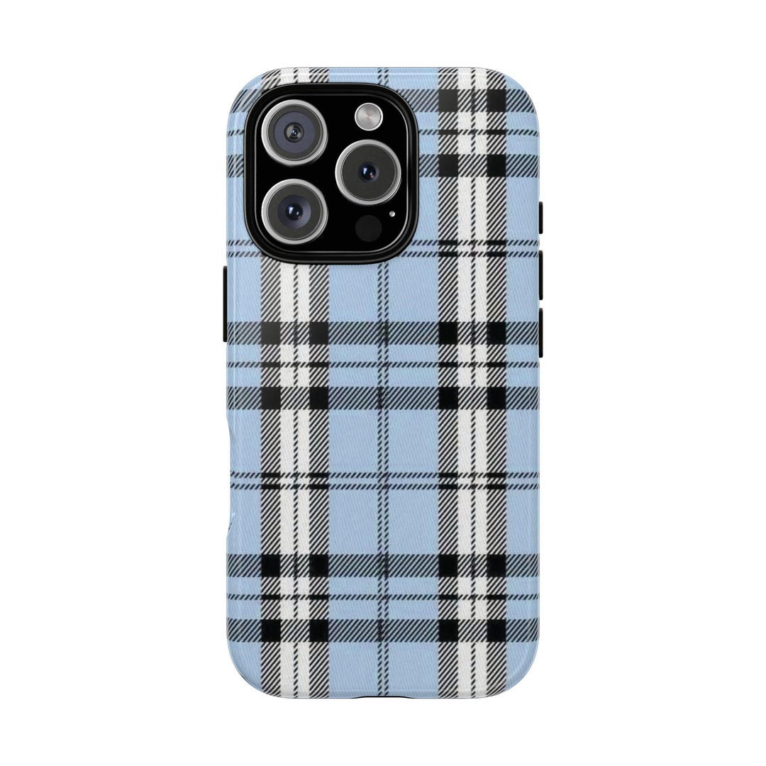 NANCY Light Blue Plaid Protective Phone Case - Preppy Fashion, Classy ...