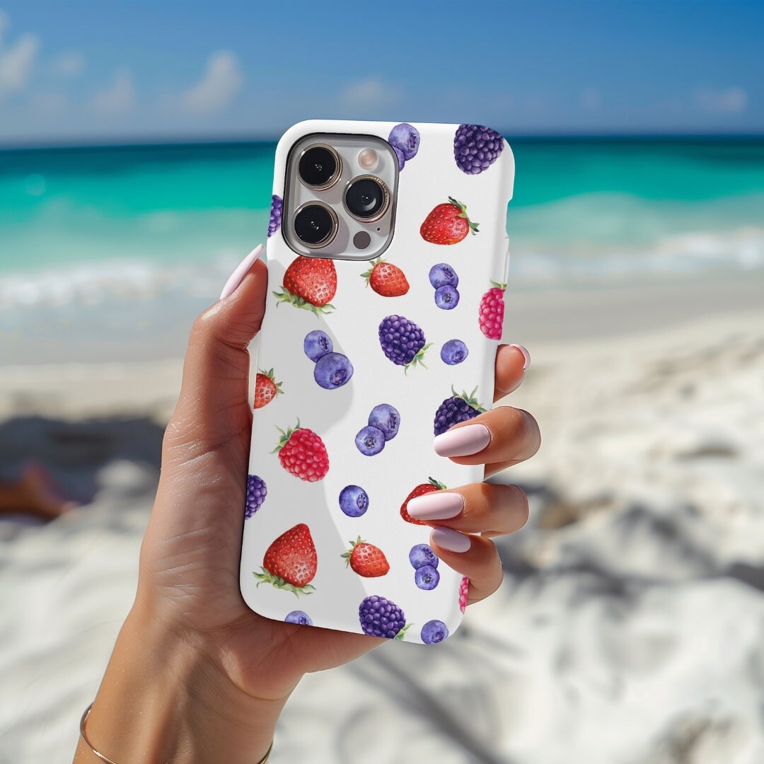BARI Summer Fruit Strawberries Blueberries Protective Phone Case ...