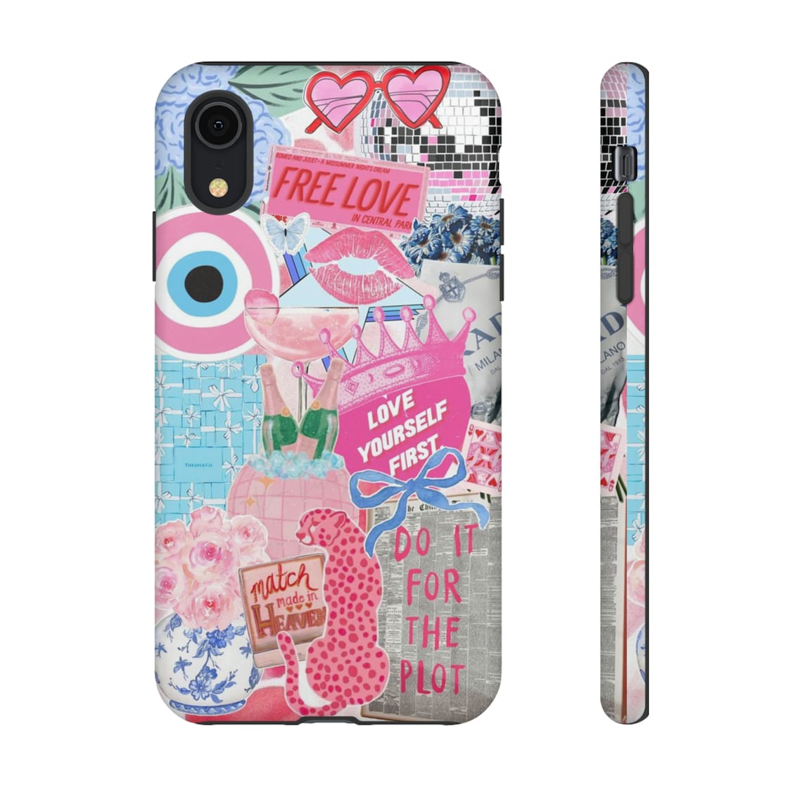CHRISTINE COLLAGE Pink and Blue Protective Phone Case Trendy Cute ...