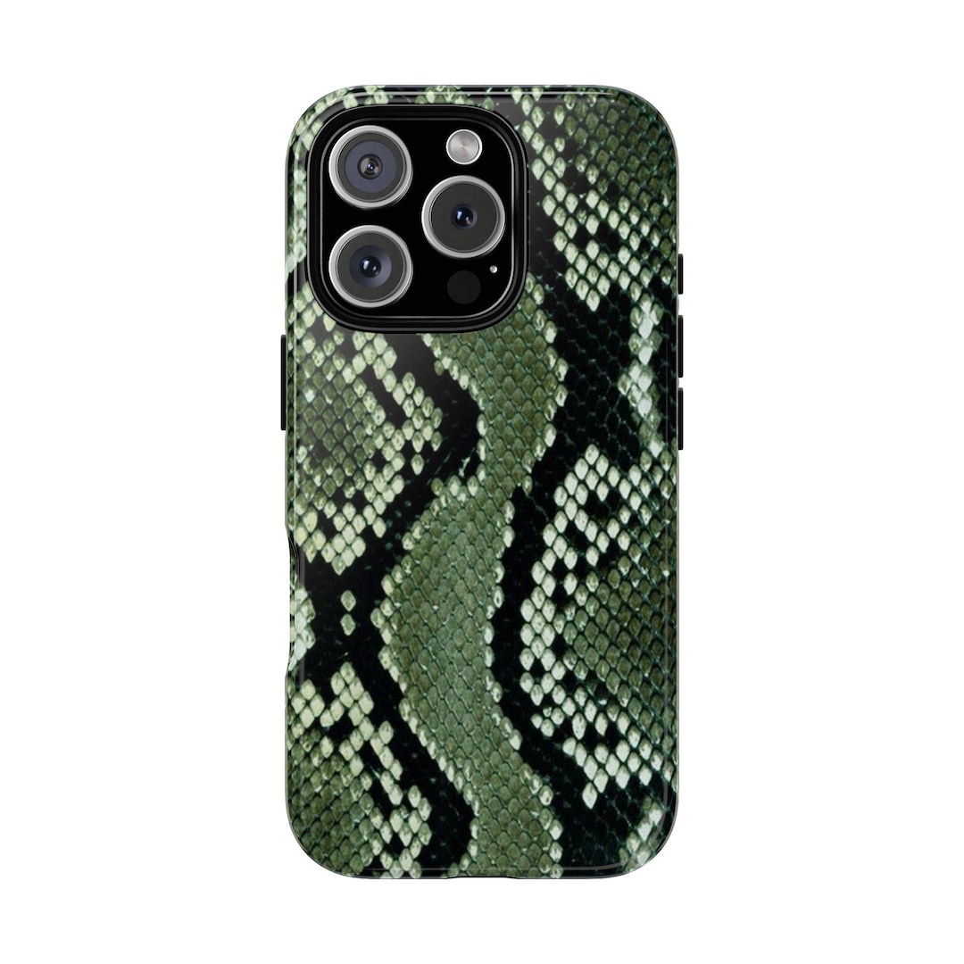 DEEDEE Green Snake Skin Protective Phone Case - Trendy Animal Print ...
