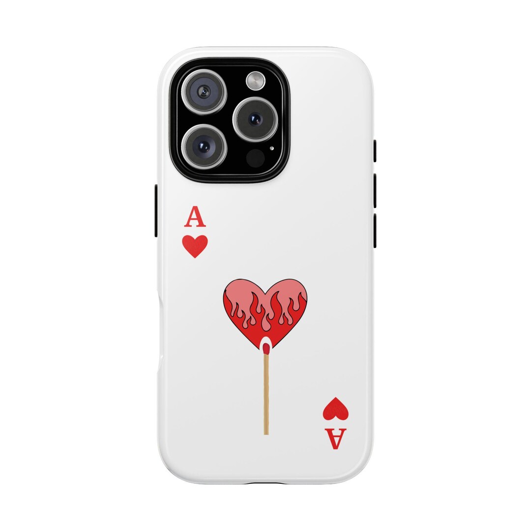 FLAMING Ace of Hearts Playing Card Aesthetic Phone Case Casino Gambling ...