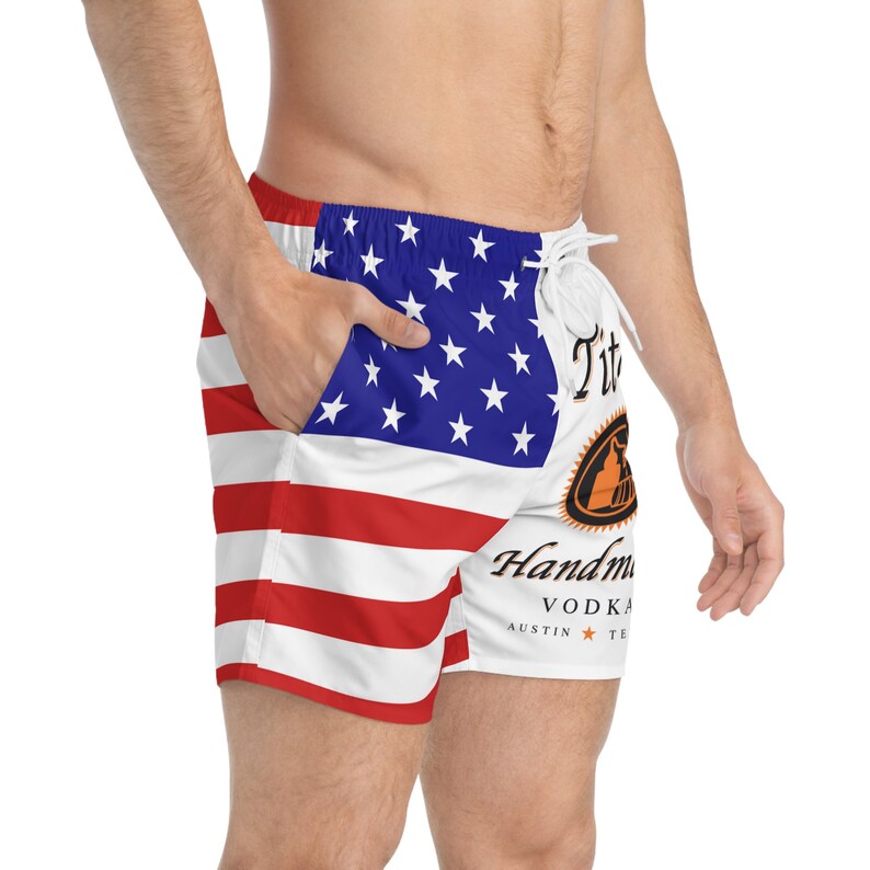 American Flag X Titos Handmade Vodka Men's Summer Swim Trunks, Swim ...