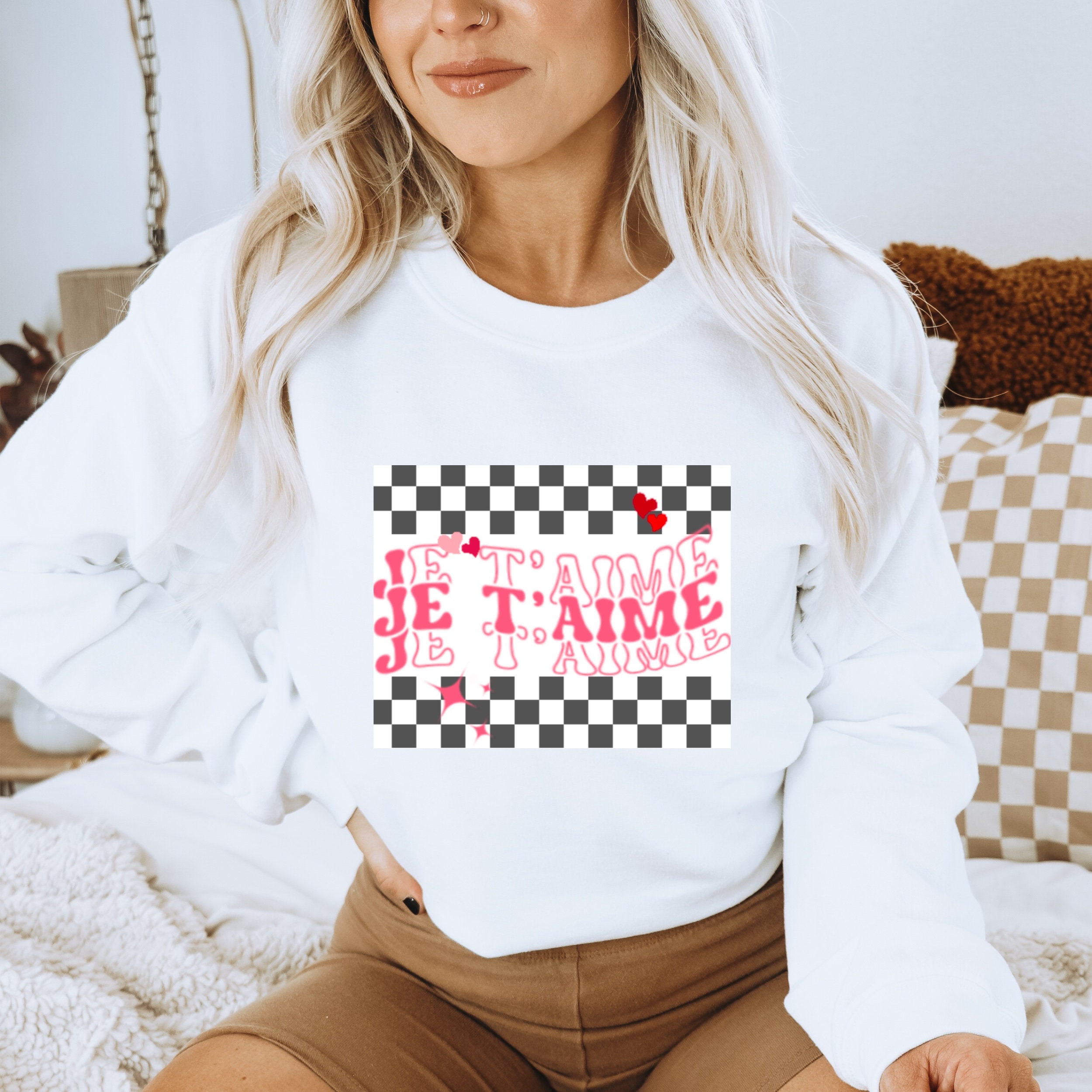 Retro Printable Valentines Day PNG, Trendy French Valentine Jetaime PNG ...