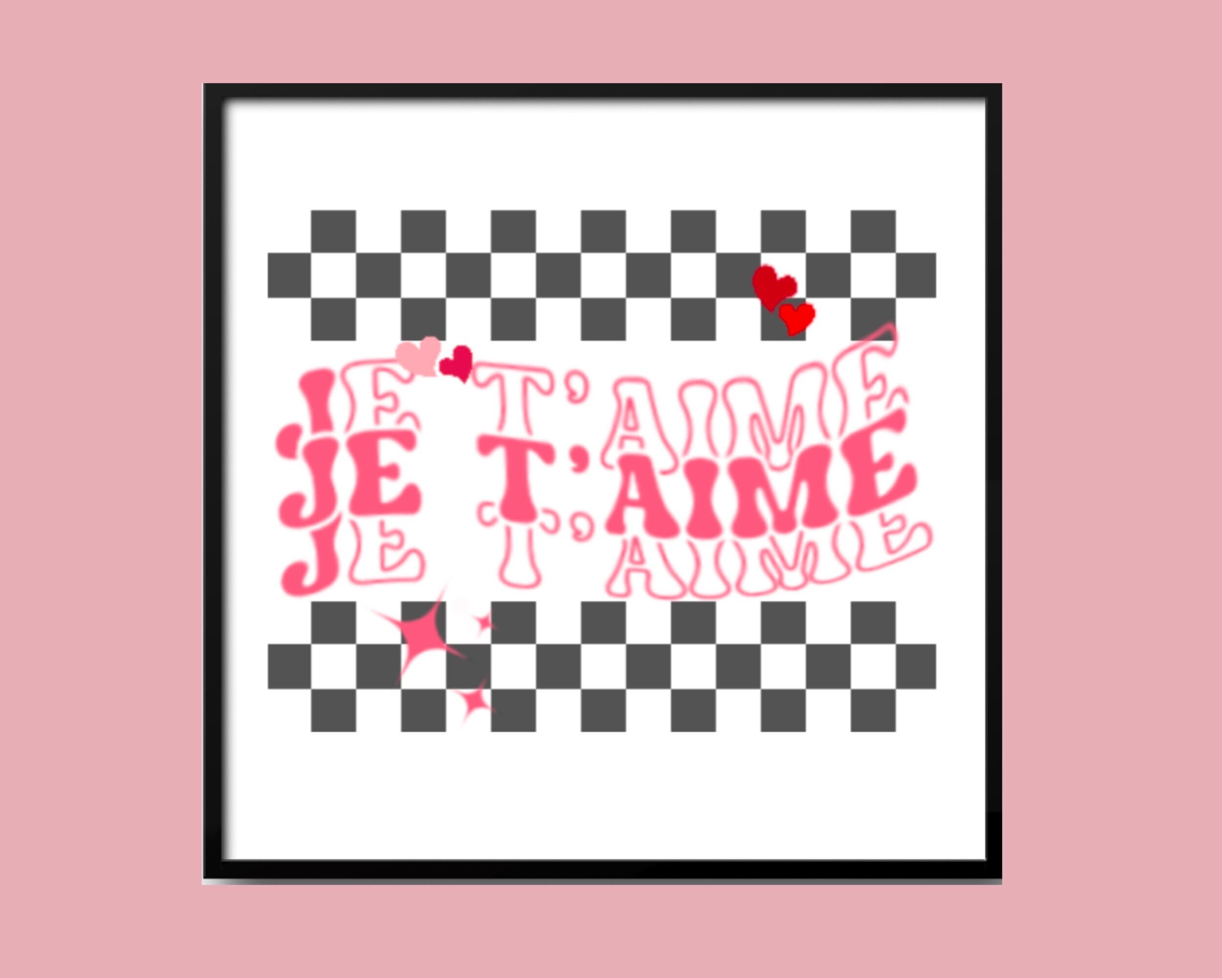 Retro Printable Valentines Day PNG, Trendy French Valentine Jetaime PNG ...