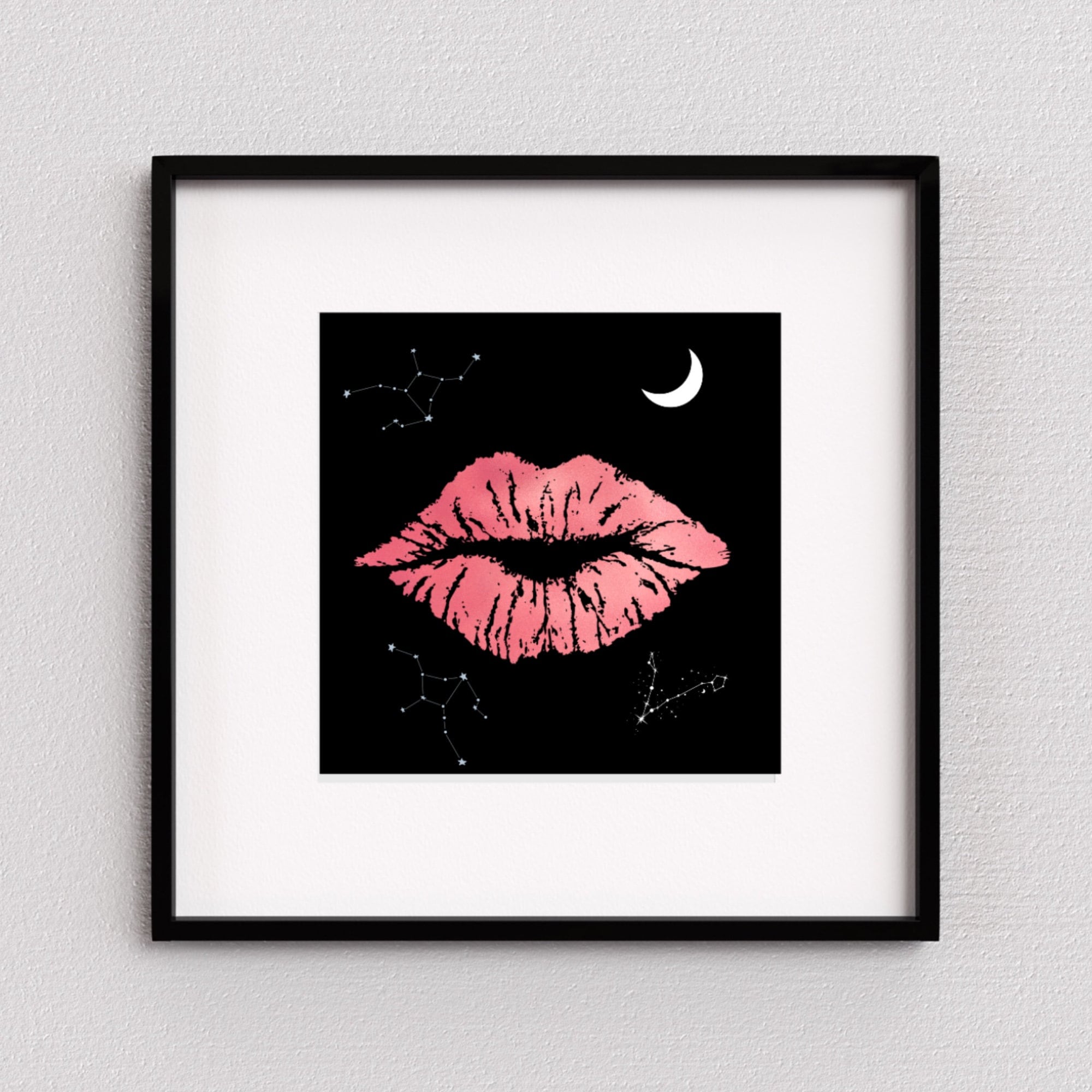 Night Sky With Constellations, New Moon, and Pink Lips Sublimation ...