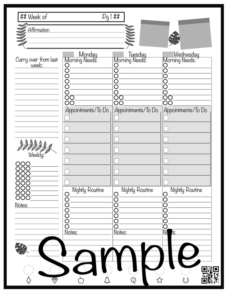 Weekly Template Rocketbook- Gray Scale - Etsy