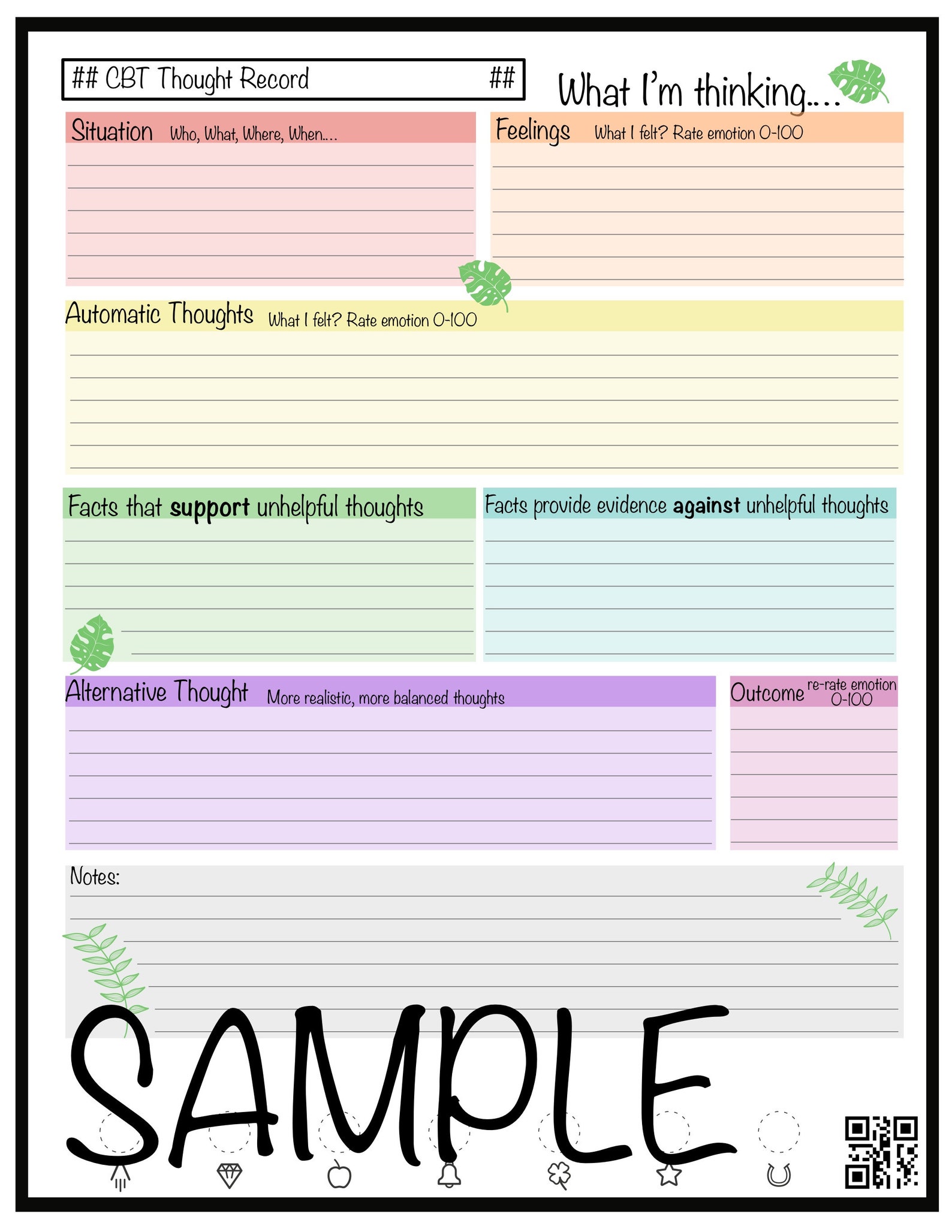 Rocketbook Thought Record CBT - Etsy