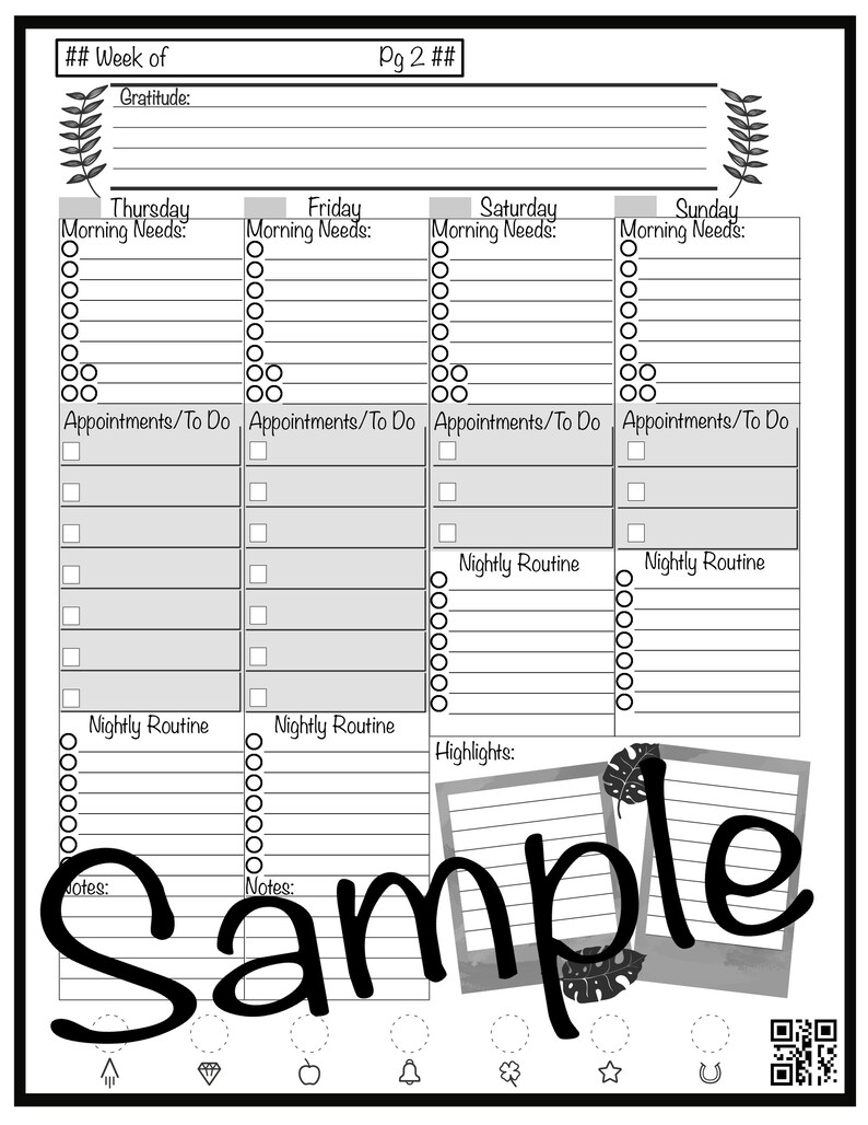 Weekly Template Rocketbook- Gray Scale - Etsy