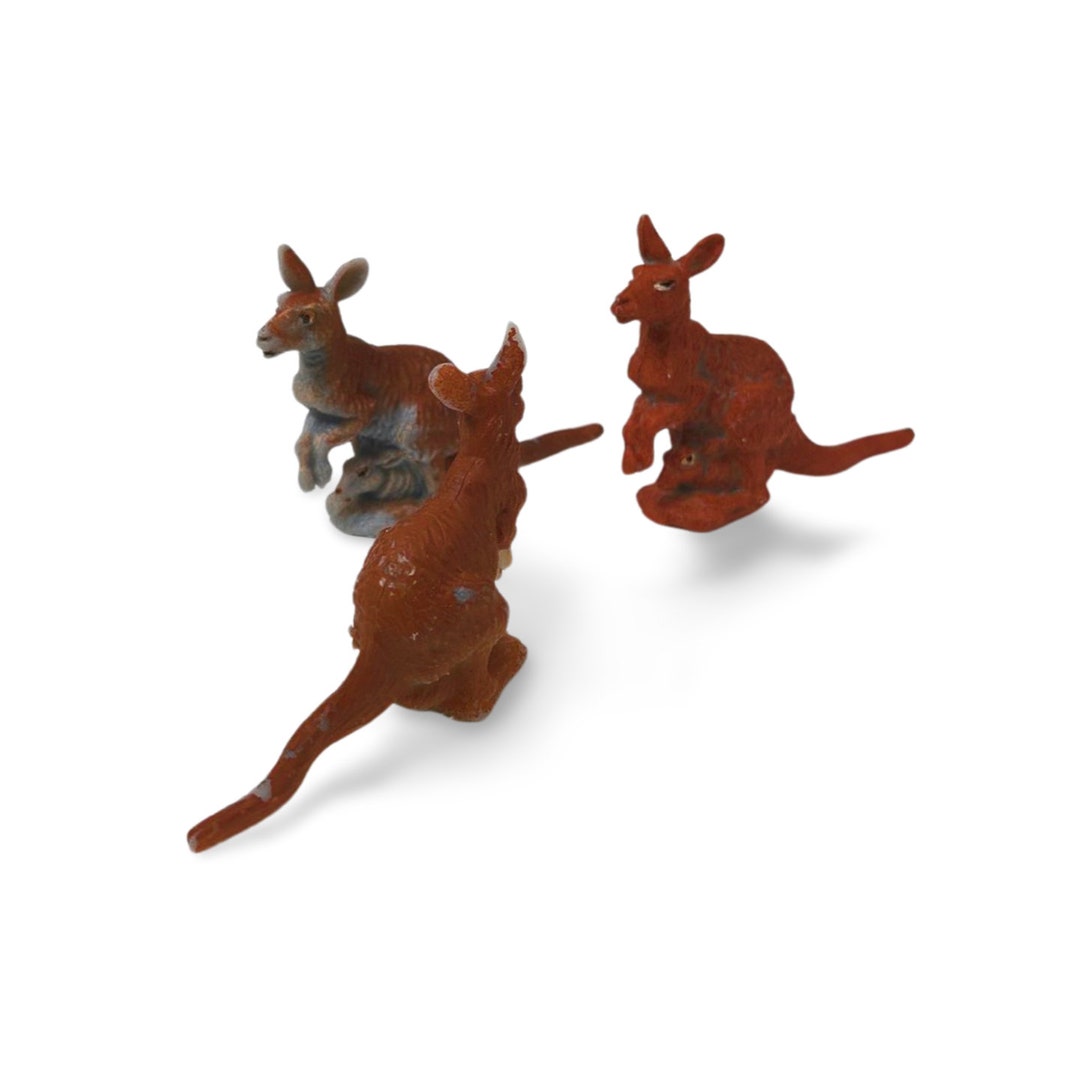 3x Kangaroo - Animals by VEB PLAHO - 80s Toys - Miniatures Made of Hard ...