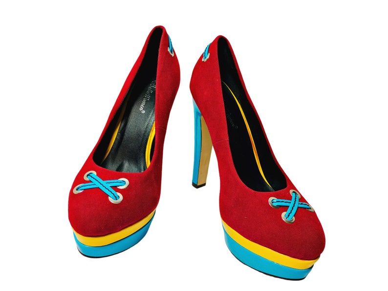 Colorful Y2k Platform High Heels Crazy Blue Red Yellow Artsy Vintage ...