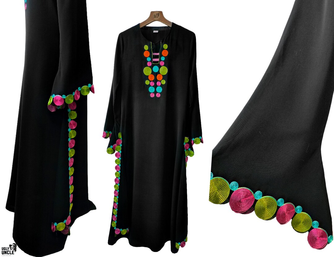 Hippie Psychedelic Trumpet Sleeve Dress Arabic Folk Vintage 70's Spring ...