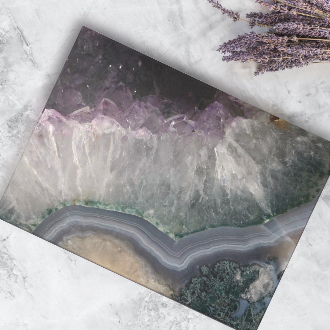 Faux Amethyst Quartz Agate Charcuterie Board Glass Cutting Board Modern ...