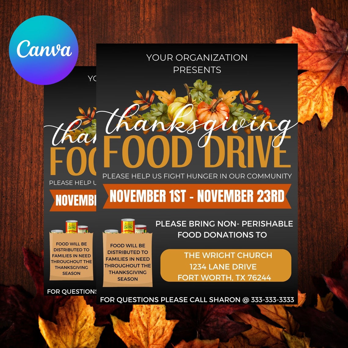 Editable Thanksgiving Food Drive Flyer, Food Drive Flyer, Event Flyer ...