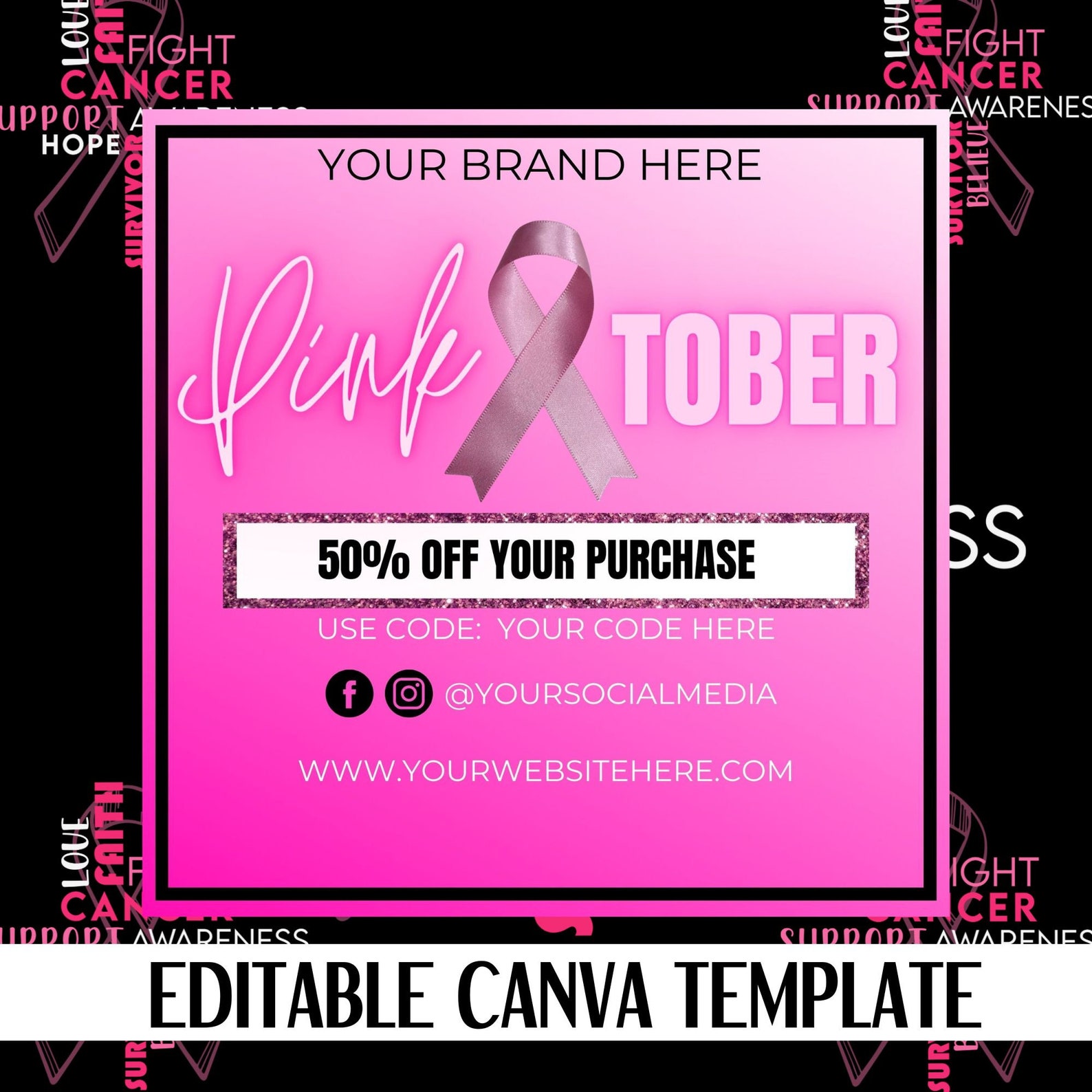 Editable Pinktober Flyer Breast Cancer Flyer October - Etsy