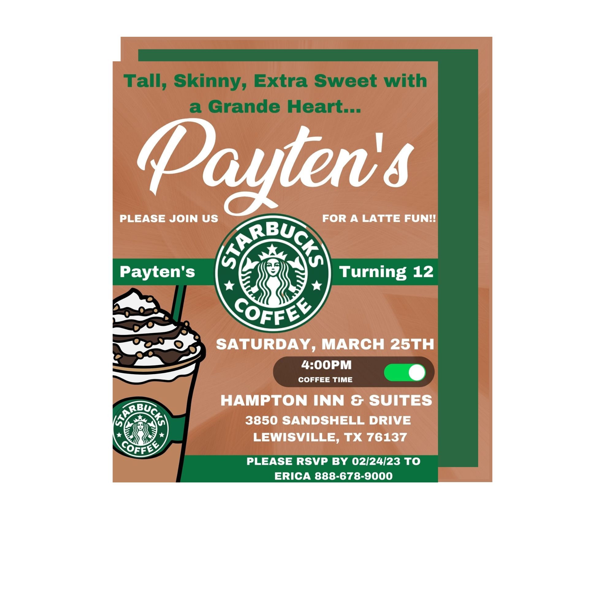 Starbucks Invitation Coffee Lovers Party Invitation Starbucks Birthday