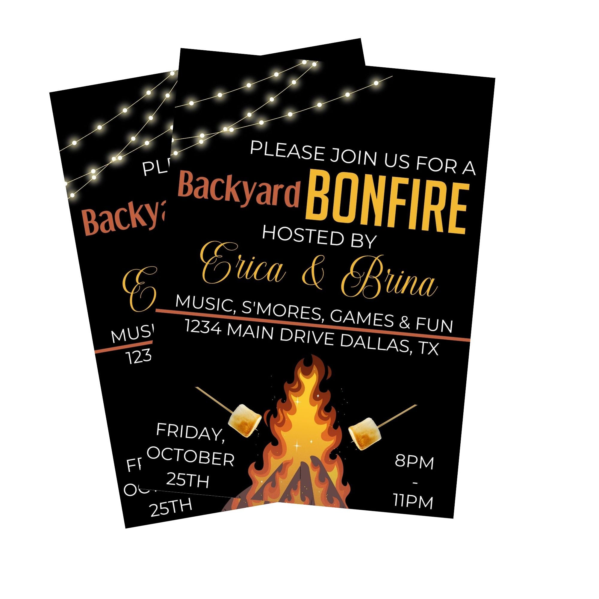 Bonfire Invitations, Backyard Bonfire Template, Backyard Bonfire Party ...