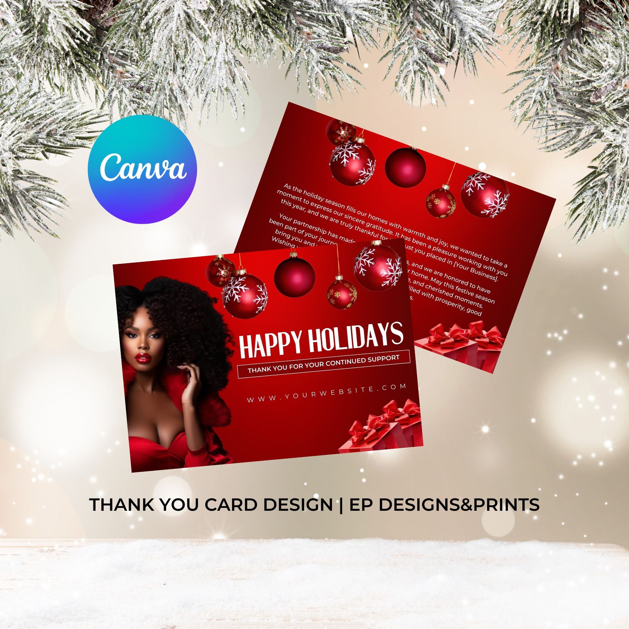 Christmas Card Design | Thank You Card Design | Thank You Card | Canva ...