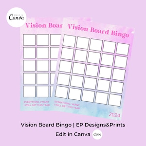 Vision Board | Vision Board Bingo | Printable Card | Printable Bingo ...