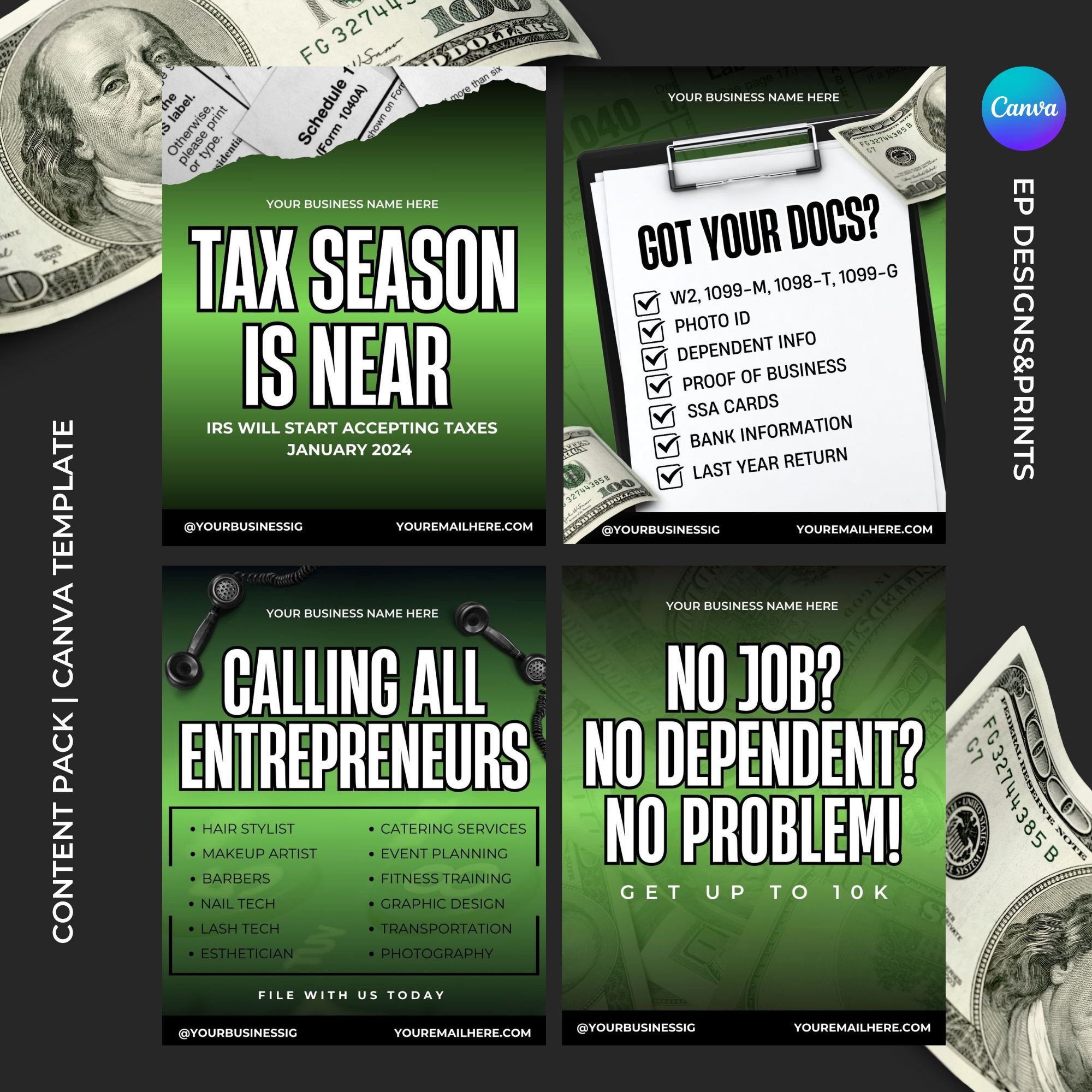 Tax Prep Bundle | 4 Tax Prep Bundle Flyer | Tax Flyer | Tax Flyer ...