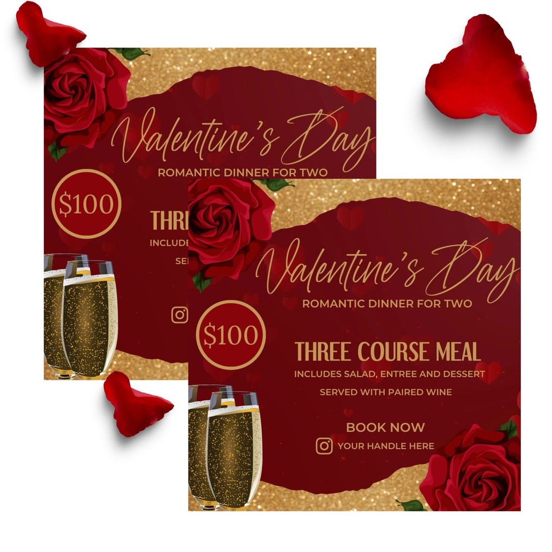 Valentine's Day Romantic Dinner Flyer | Dinner for Two | Canva Flyer ...