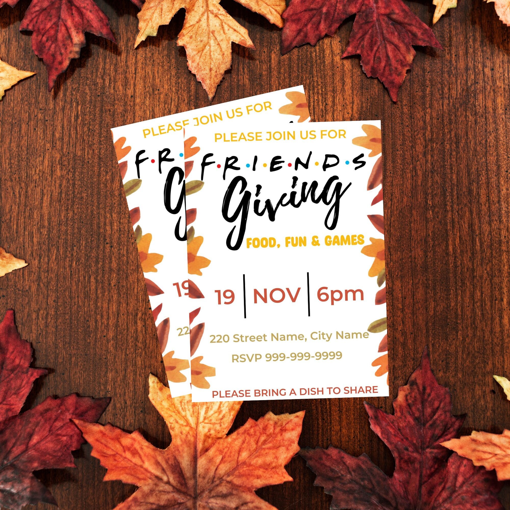 Friendsgiving Invitation, Friendsgiving Template, Editable Holiday ...