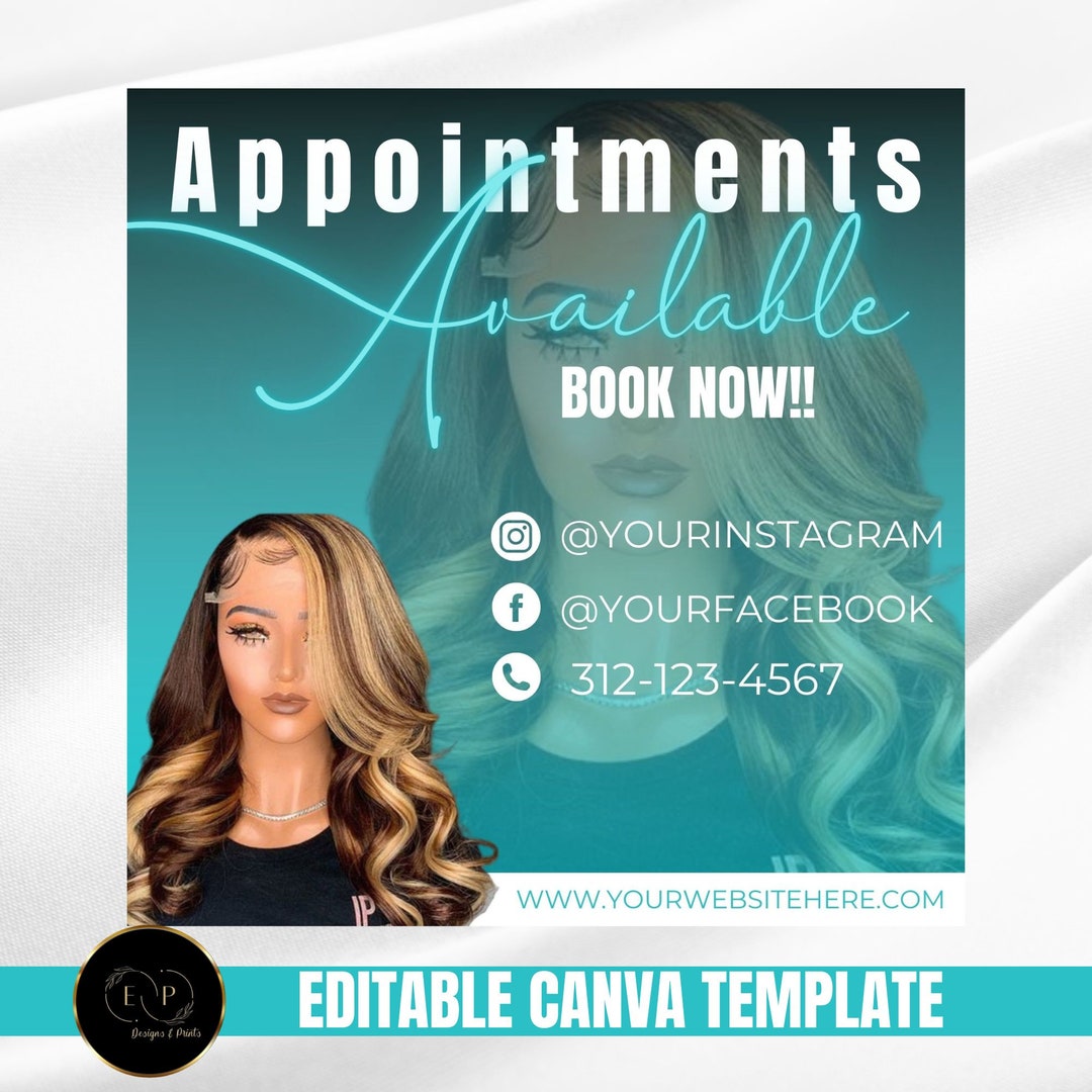 Appointment Available Flyer. Book Now Flyer, Social Media Flyer, Canva ...