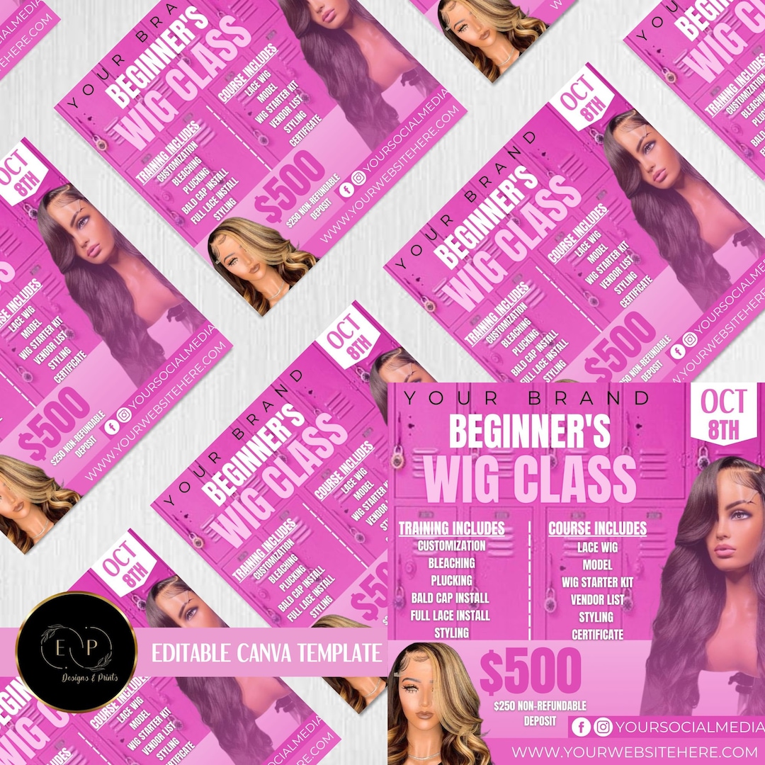 Wig Class Flyer, DIY Flyer, Wig Flyer, Canva Template, Editable ...