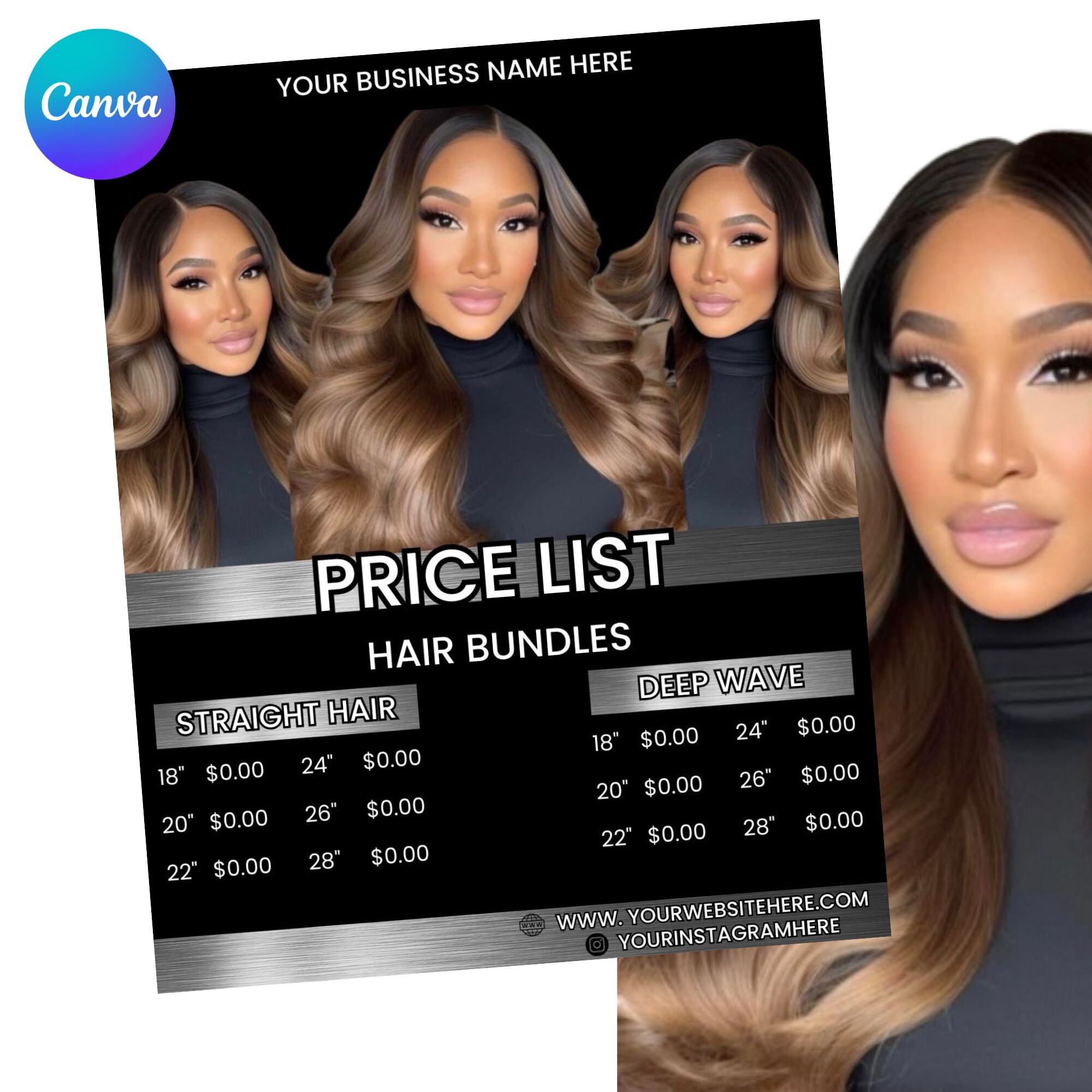 DIY Price List Flyer Template | Social Media Branding | Hair Bundle ...