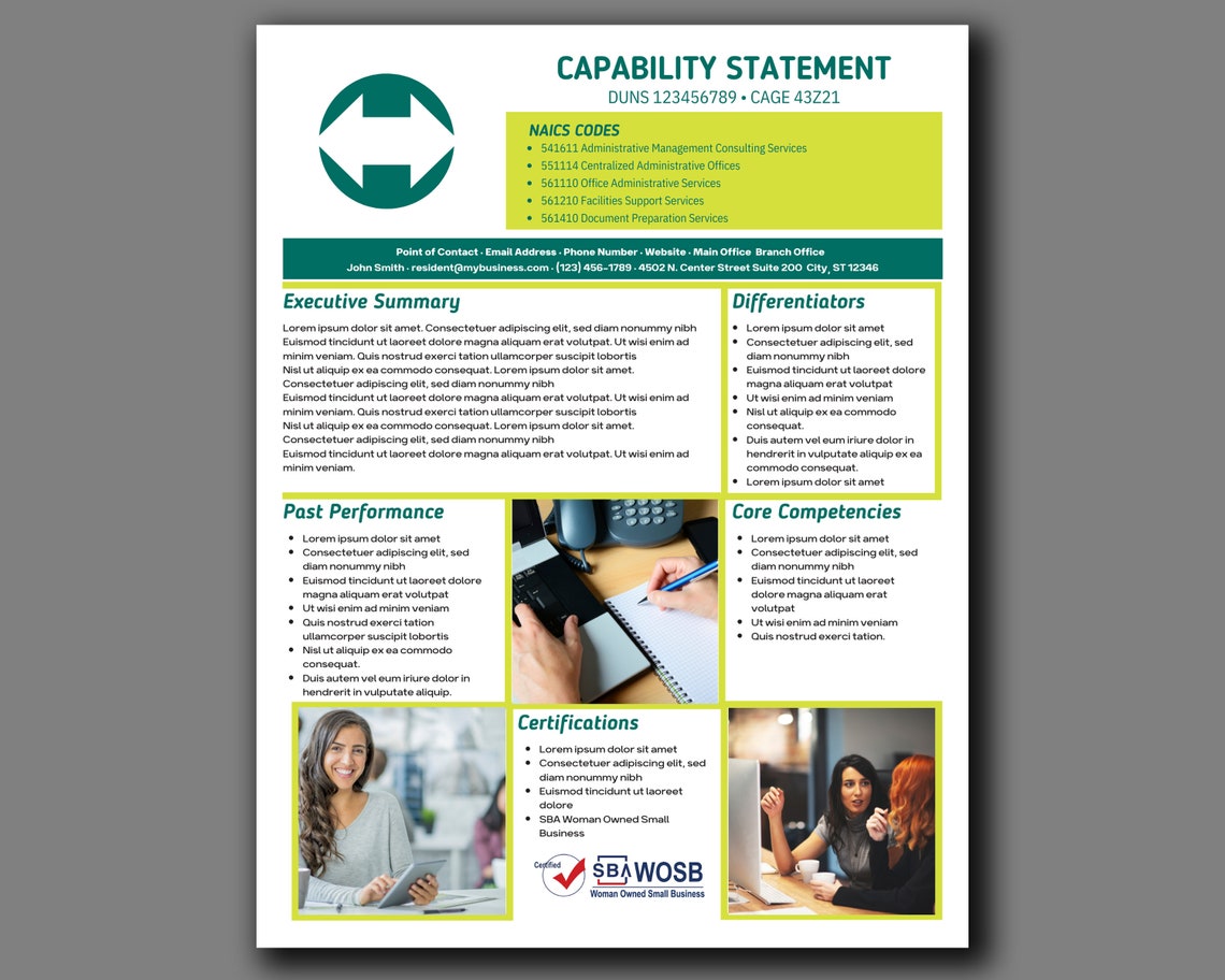 Corporate Capability Statement Template for Government Marketing ...