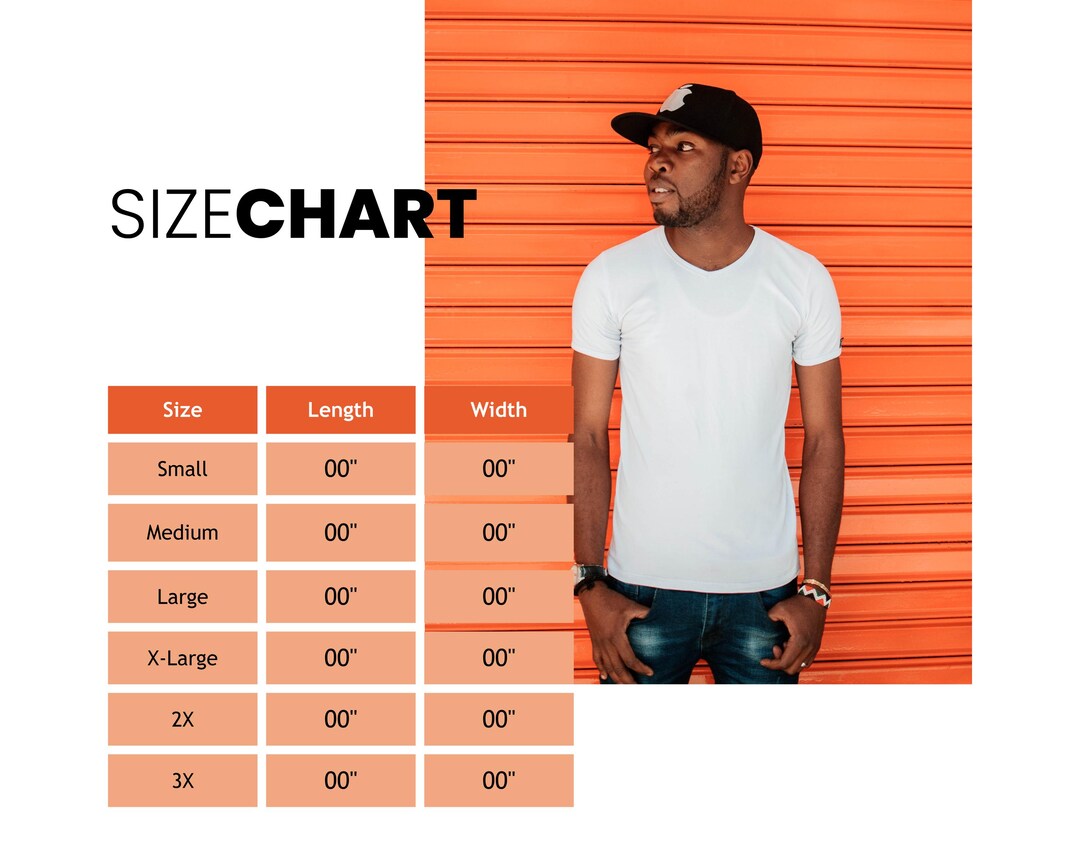 T-shirt Size Chart Canva Template: Etsy Shop Listing (digital Download ...